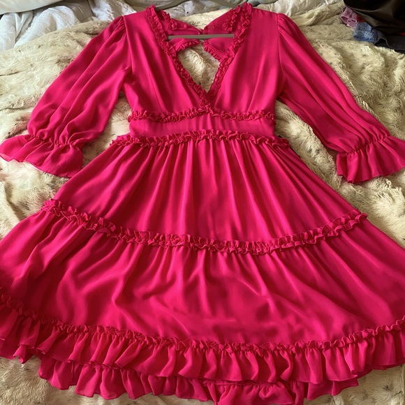 Altar'd State | Dresses | Hot Pink Ruffle Dress From Local Boutique ...